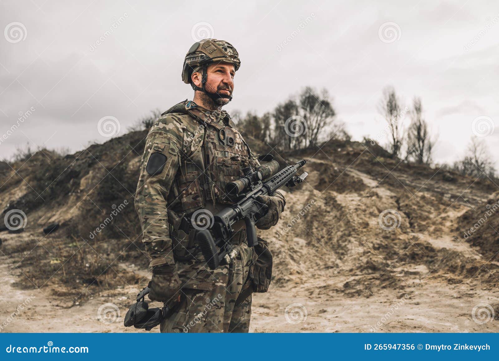 Soldier Standing on a Shooting Range Stock Photo - Image of soldier ...