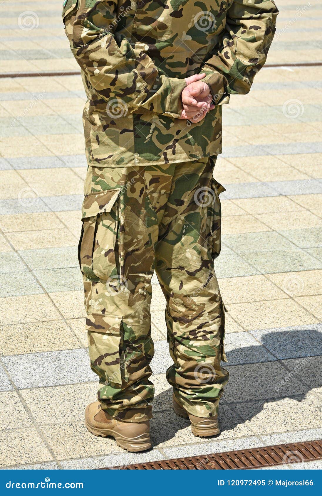 Soldier Stands with Hands in the Back Stock Image - Image of back ...
