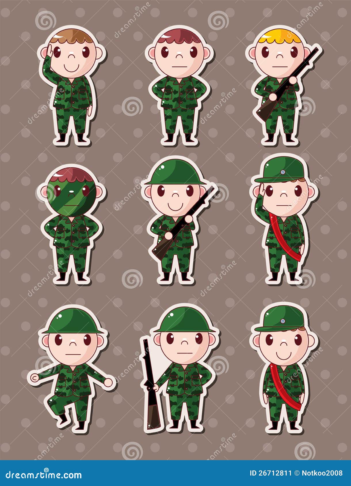 Soldier stickers stock vector. Illustration of people - 26712811