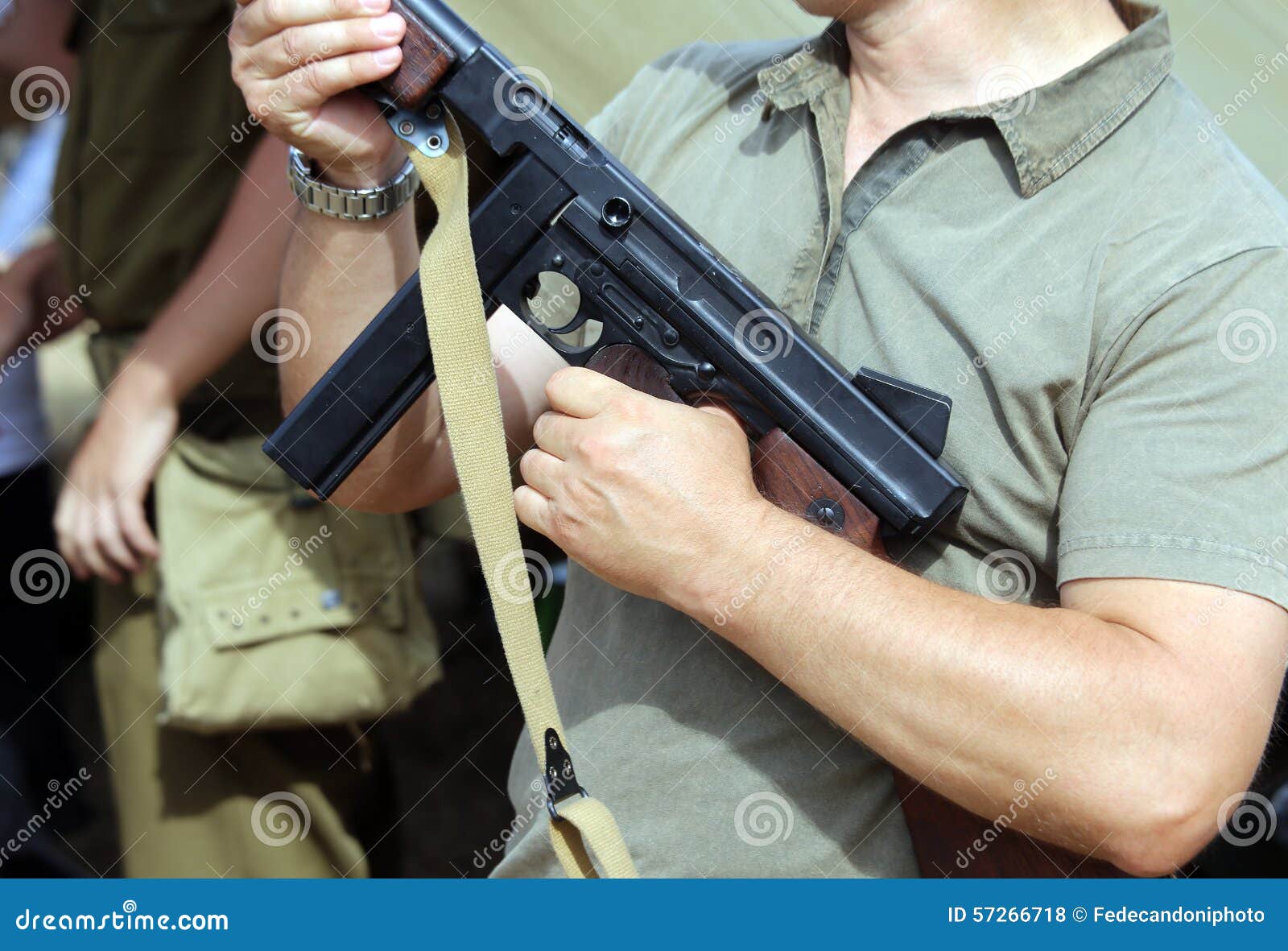 Soldier with a Submachine Gun in His Hand in Training Camp for N Stock ...