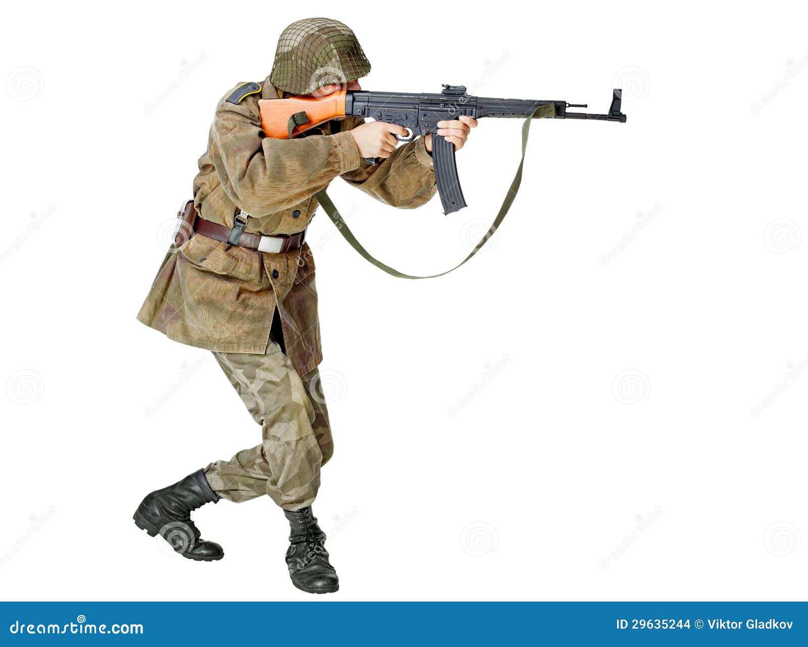 Soldier With Submachine Gun. Isolated On White Background Stock ...