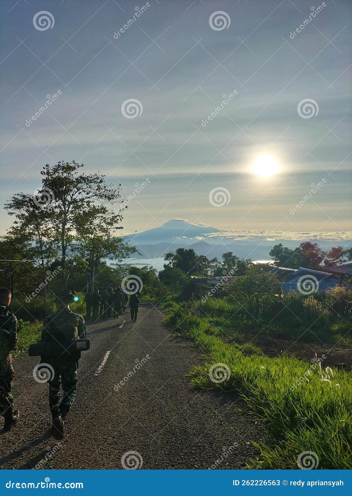 Soldier with sunset stock image. Image of hill, dawn - 262226563