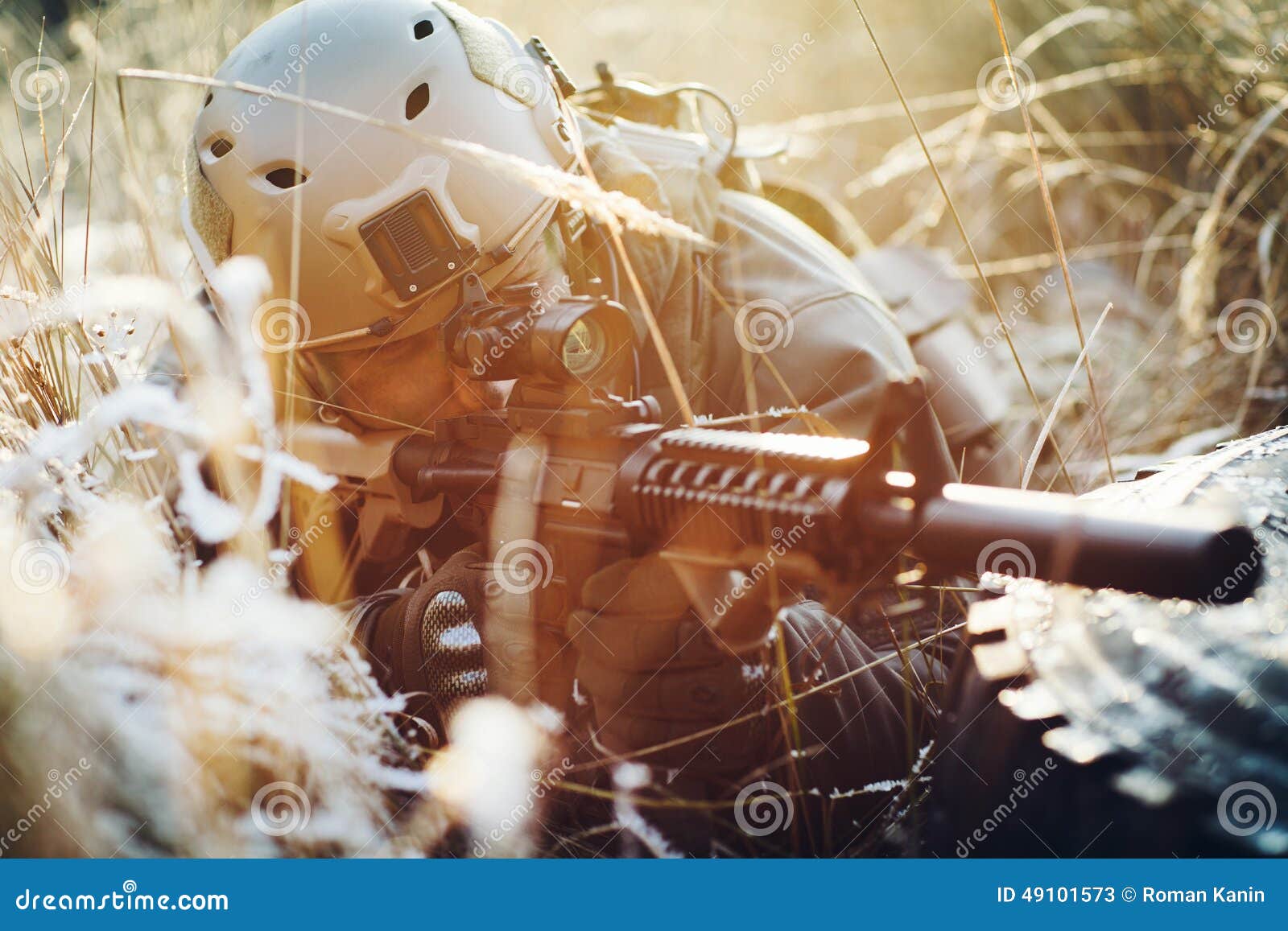 Soldier Takes Aim through the Scope Stock Image - Image of operator ...