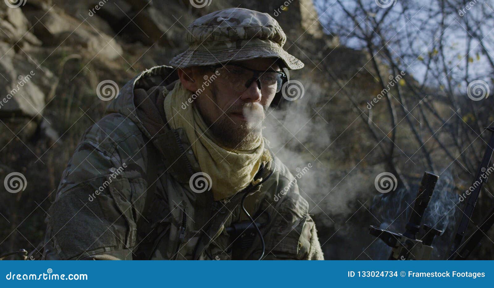 Soldier Taking a Break and Smoking Stock Photo - Image of warfare ...
