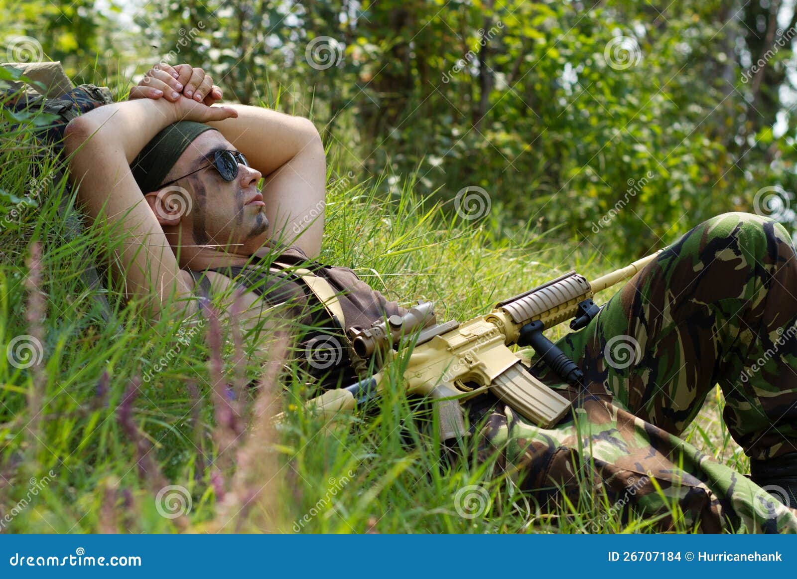 Soldier is Taking a Rest when the Battle is Over Stock Photo - Image of ...