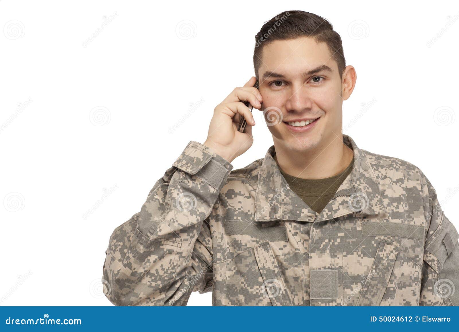 Soldier Talking From Remote Radio Communication. Royalty-Free Stock ...