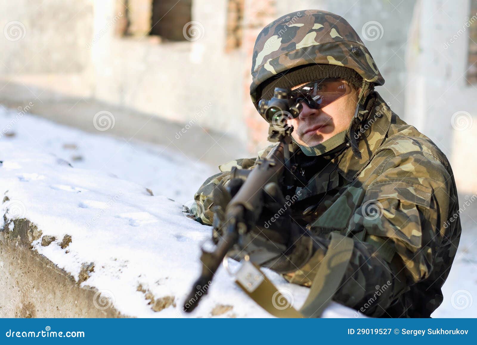 Soldier Targed at Someone with a Riffle Stock Image - Image of power ...