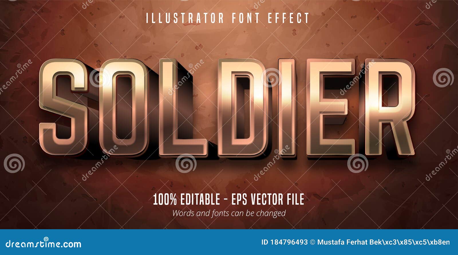 Soldier Text, 3d Bronze Metallic Style Editable Font Effect Stock ... Soldier Text, 3d Bronze Metallic Style Editable Font Effect Stock ...