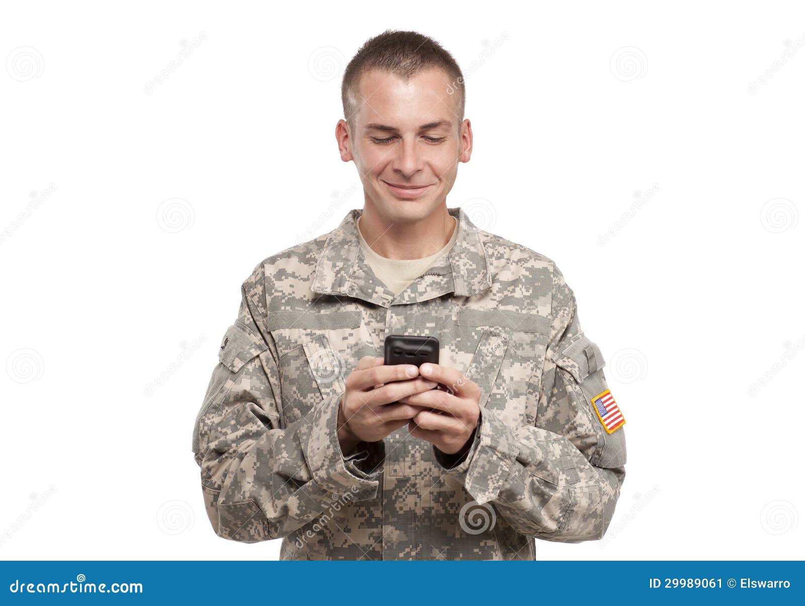Military Man Texting stock image. Image of armed, text - 29989061