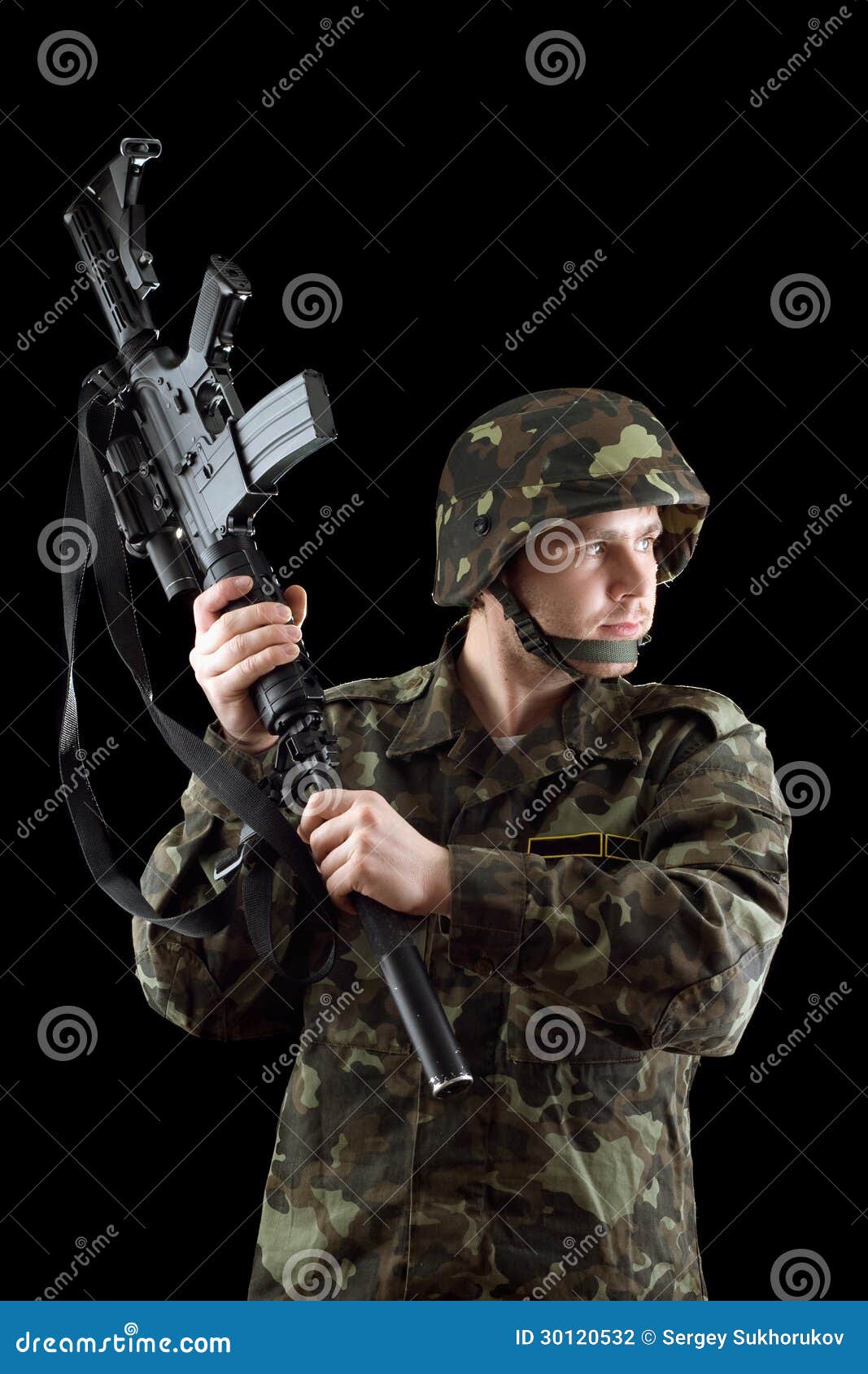 Soldier Threatening with a Rifle Stock Photo - Image of forces, airsoft ...