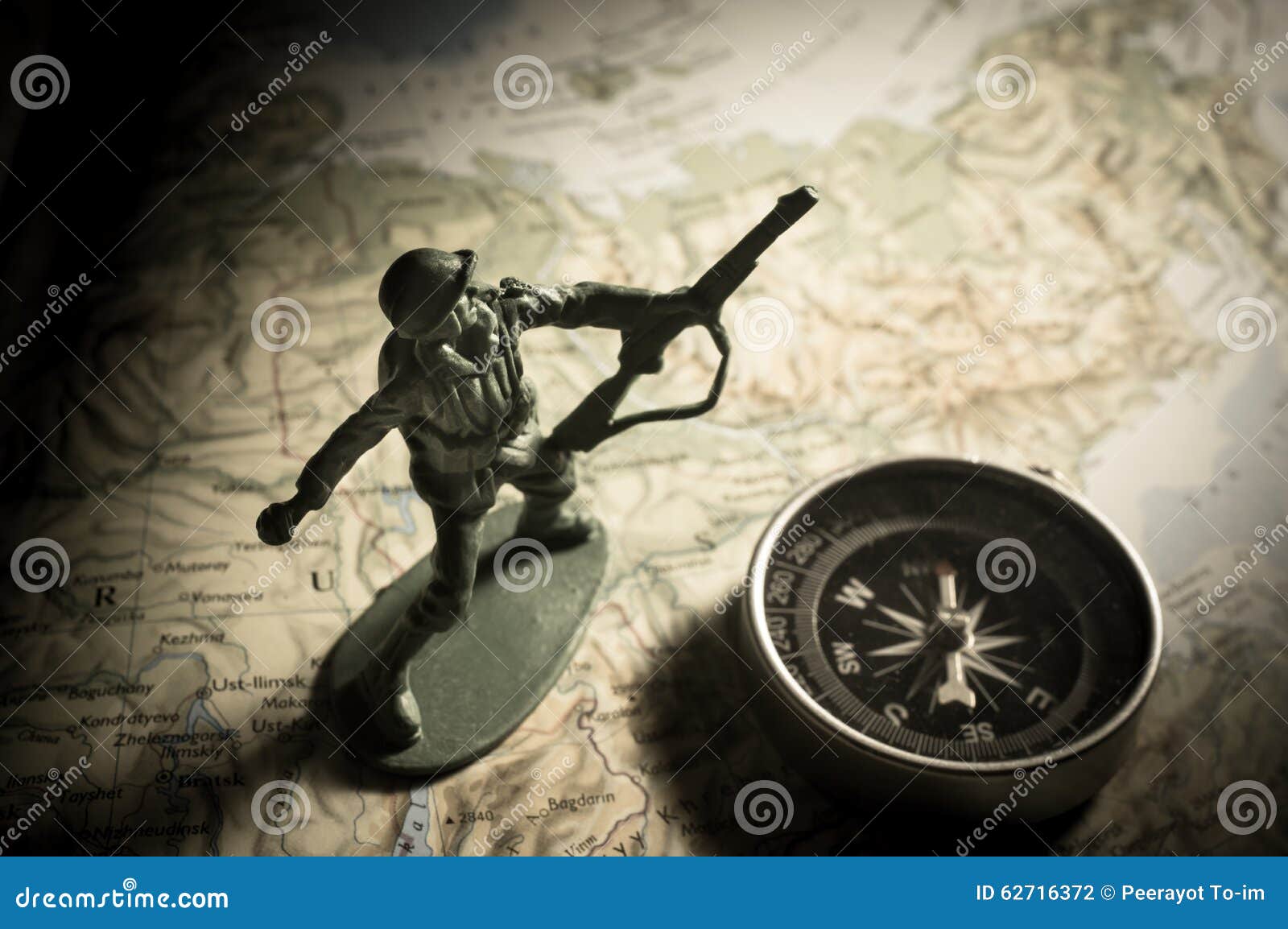 Soldier Toys With Compass On Map Royalty-Free Stock Image ...