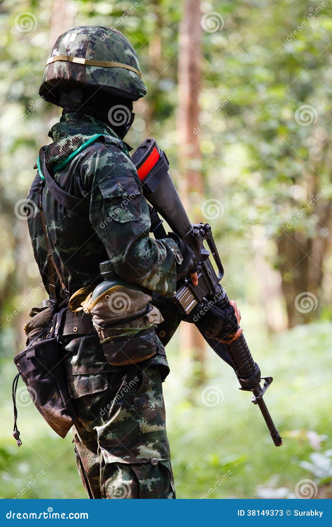 Soldier in tropical forest stock image. Image of combat - 38149373