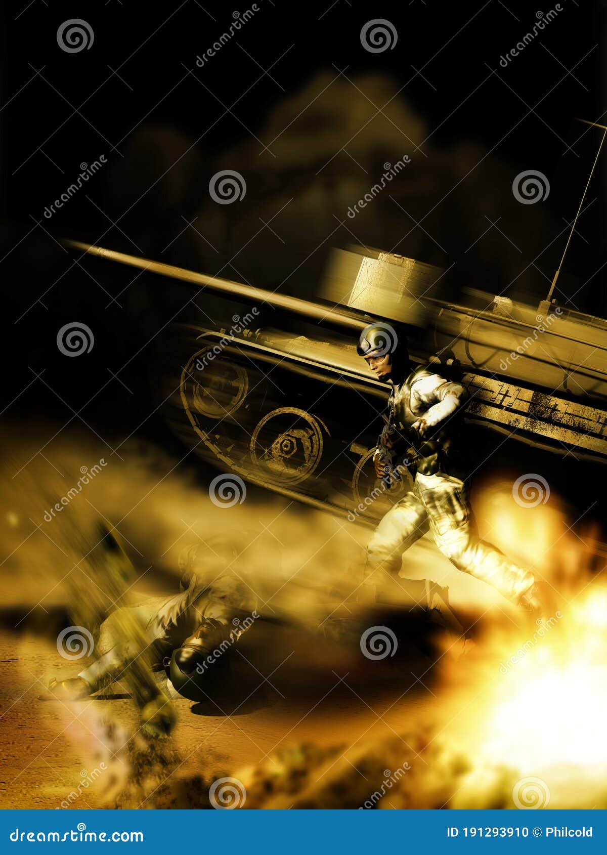 Soldier Under Fire stock illustration. Illustration of danger - 191293910