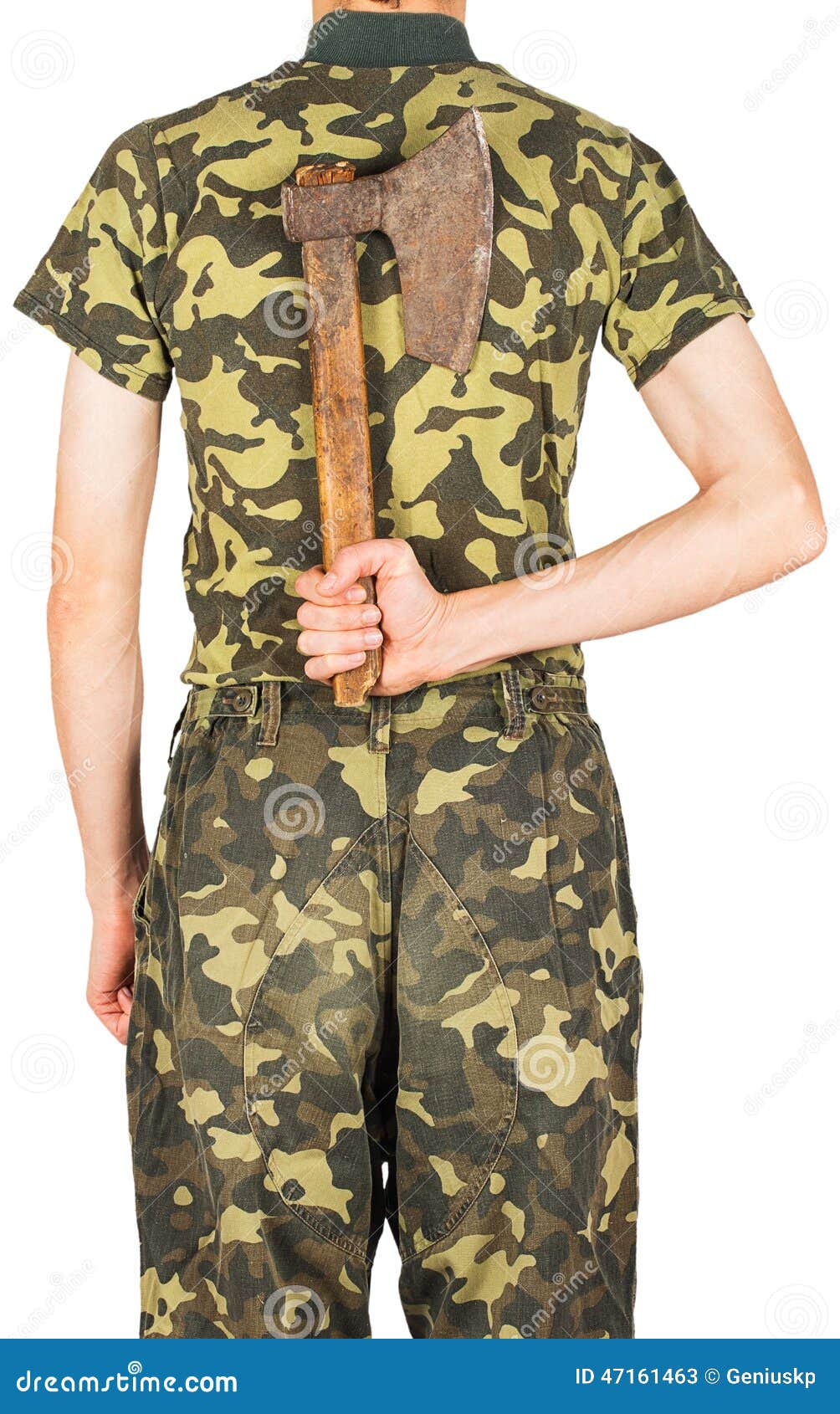 Soldier in Uniform with an Ax Behind His Back Stock Image - Image of ...