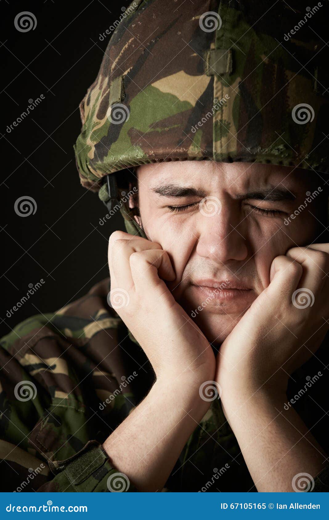 Soldier in Uniform Suffering from Stress Stock Image - Image of career ...