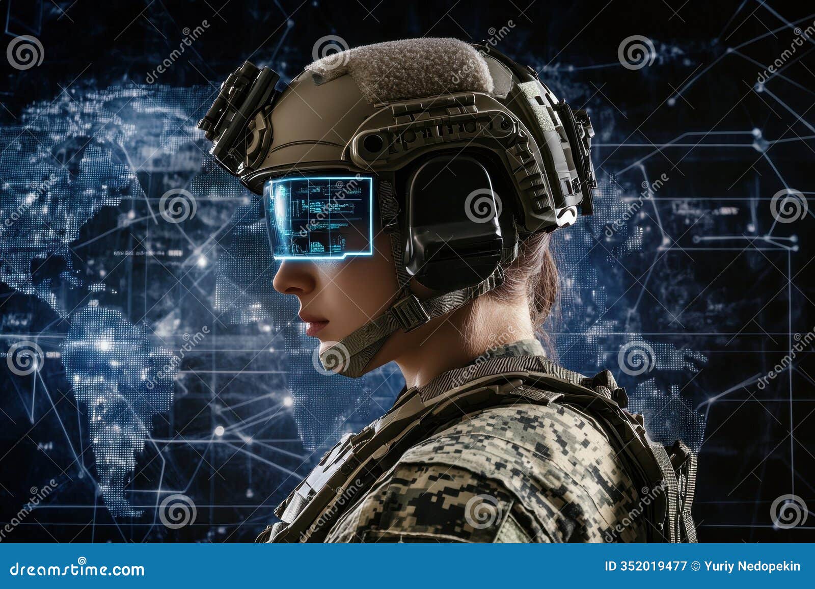 Soldier Using Advanced Technology for Military Operations in a Tactical ...