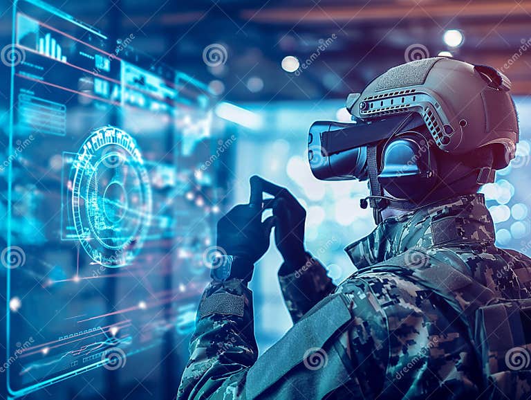 Soldier Using Augmented Reality Interface Stock Photo - Image of ...