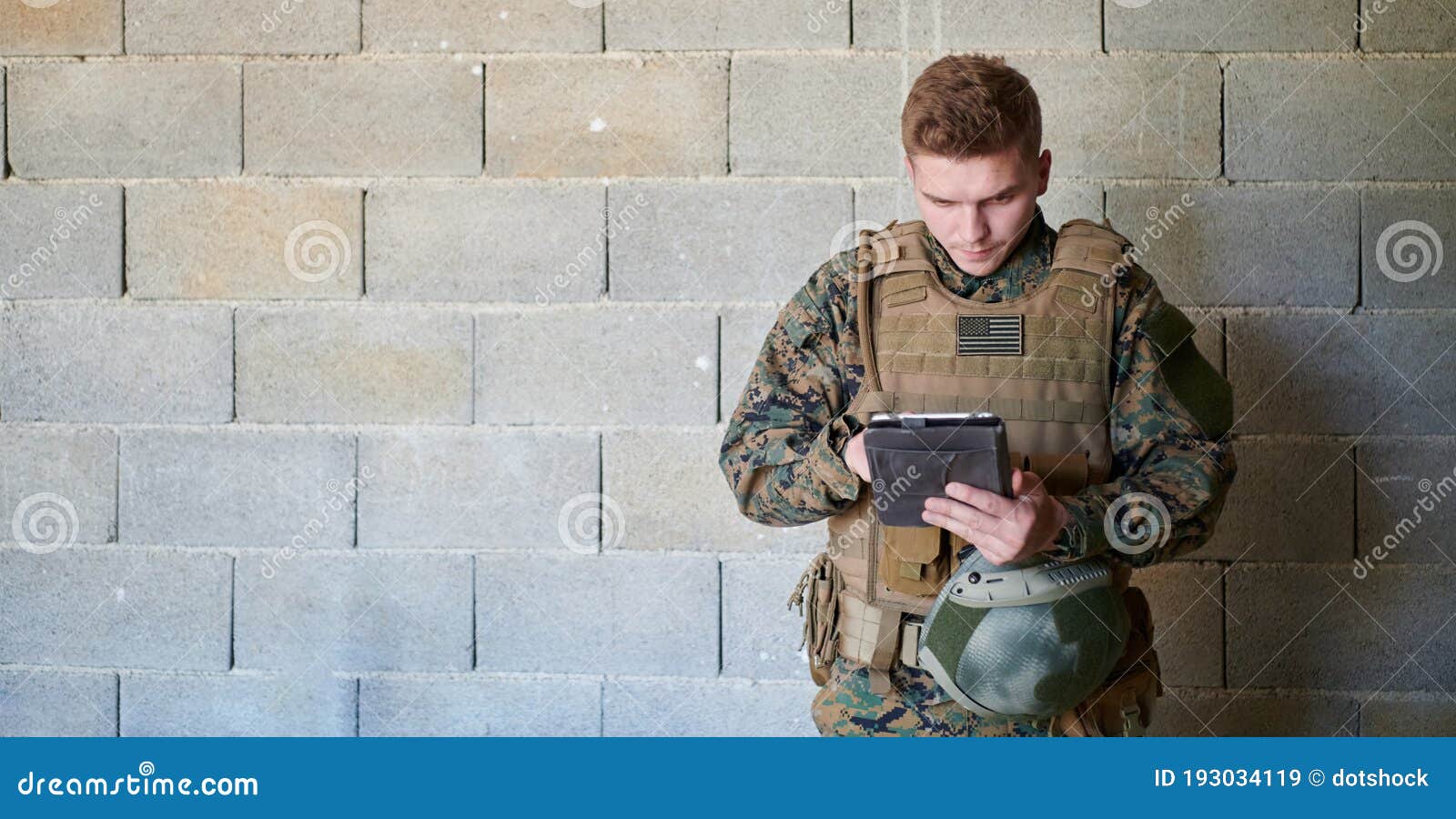 Soldier Using Tablet Computer Stock Image - Image of portrait ...