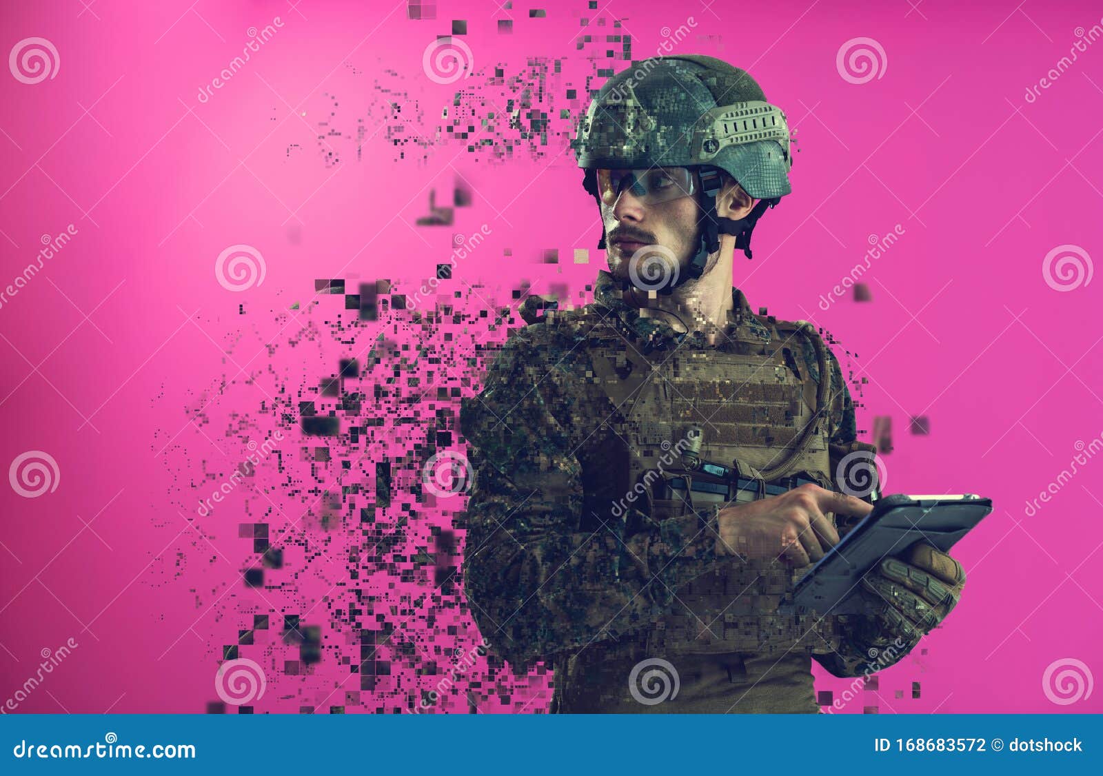 Soldier Using Tablet Computer Closeup Stock Illustration - Illustration ...