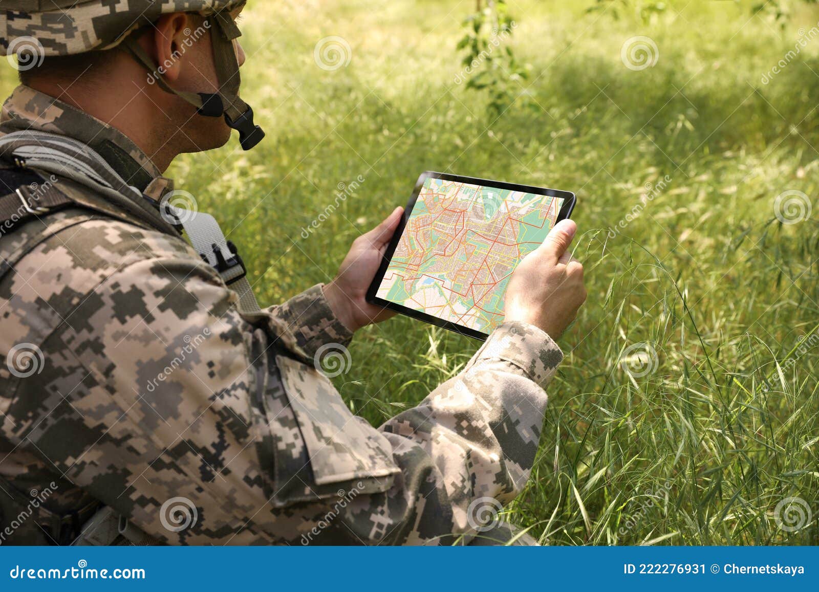 Soldier Using Tablet. Modern Technology Stock Image - Image of position ...