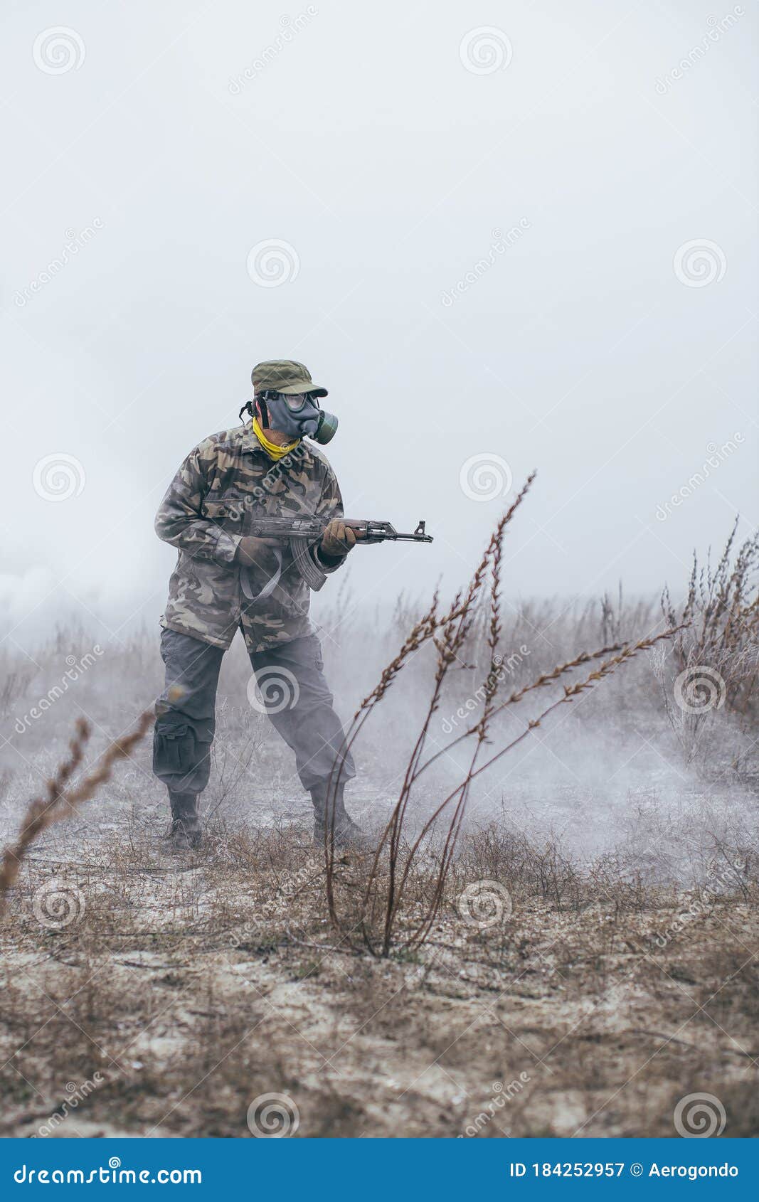 Soldier Walking through Field Looking for Enemy Stock Image - Image of ...