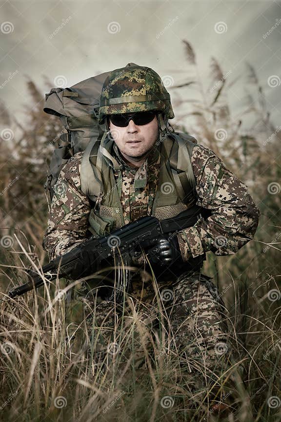Soldier at War in the Swamp Stock Image - Image of weapon, camouflage ...