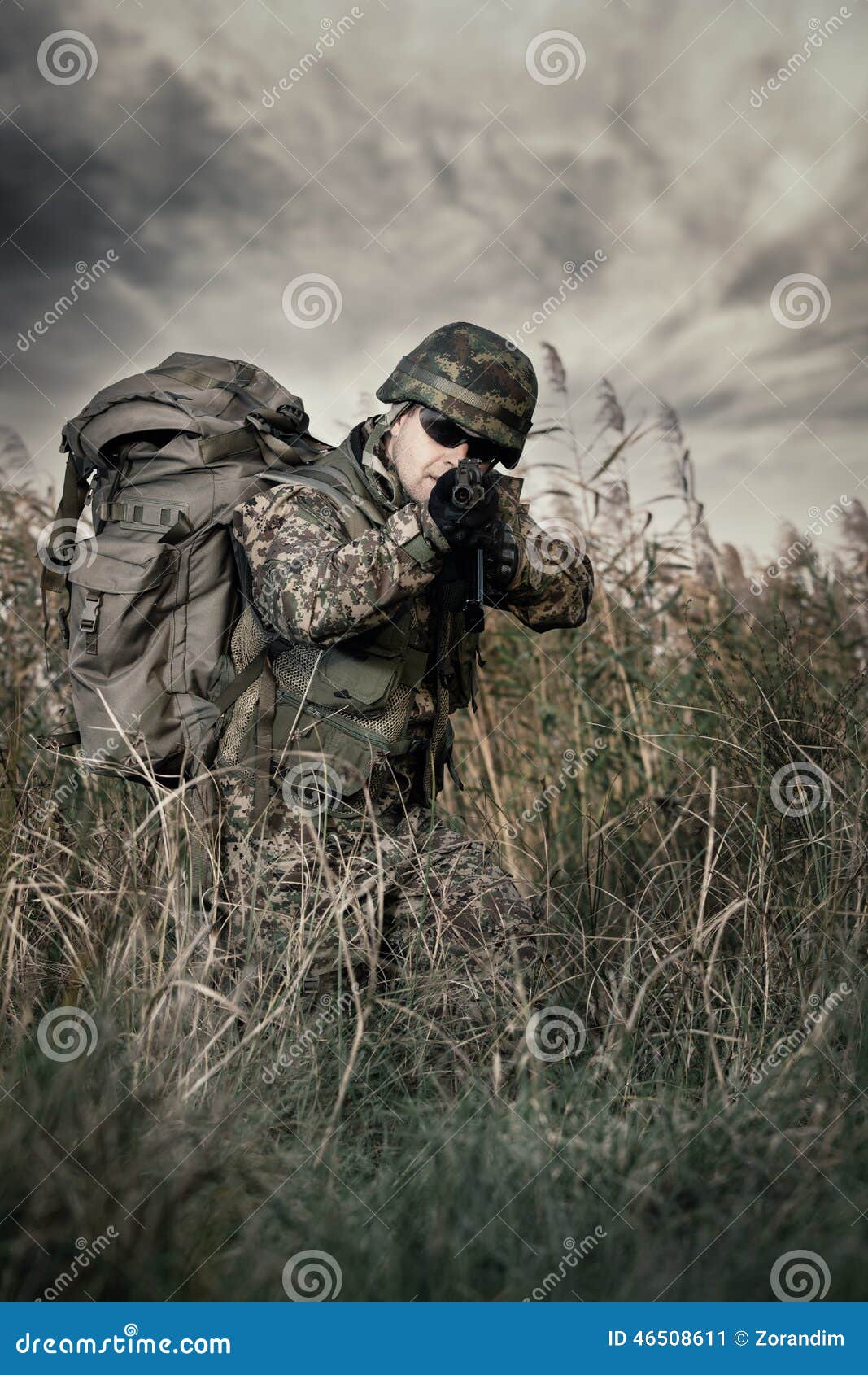 Soldier at War in the Swamp Stock Image - Image of weapon, protection ...