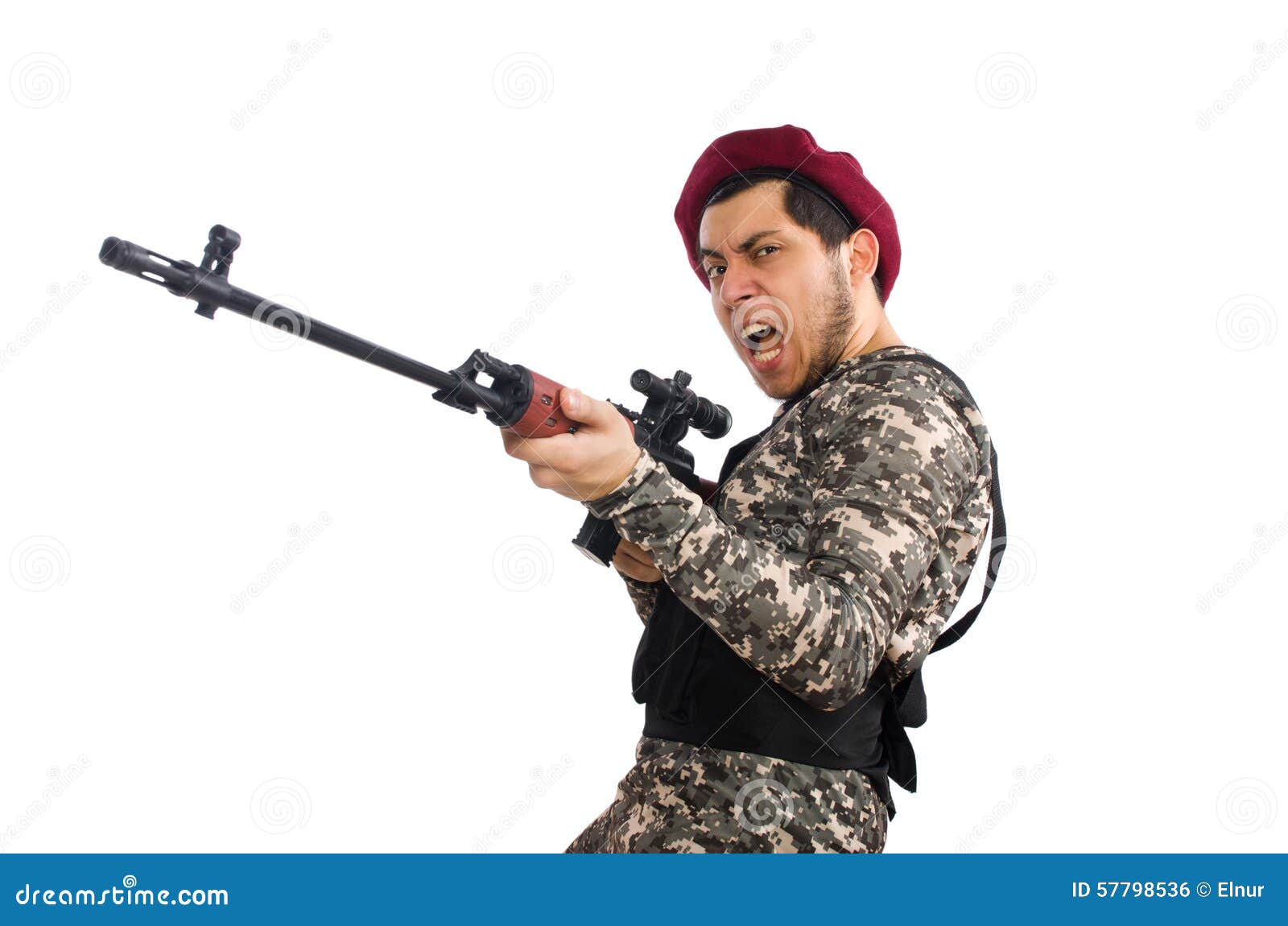 Soldier with a Weapon Isolated on White Stock Photo - Image of battle ...