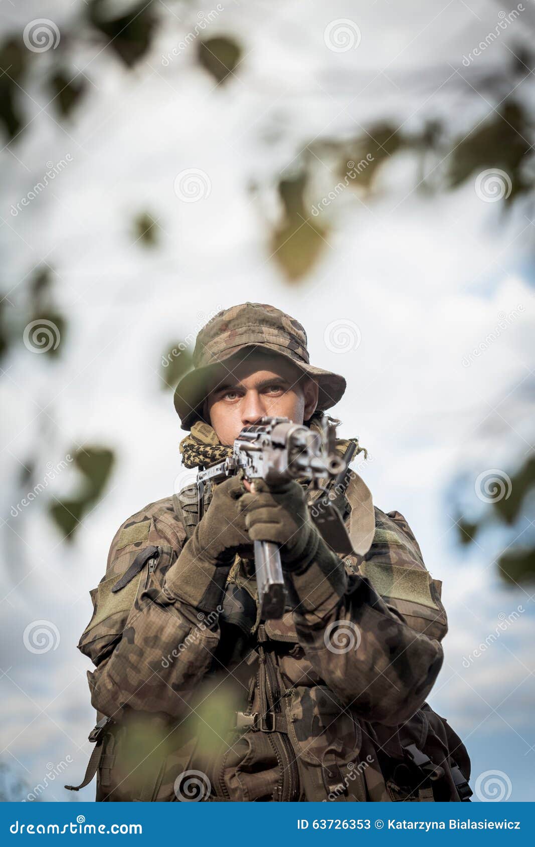 Soldier with weapon stock image. Image of uniform, military - 63726353