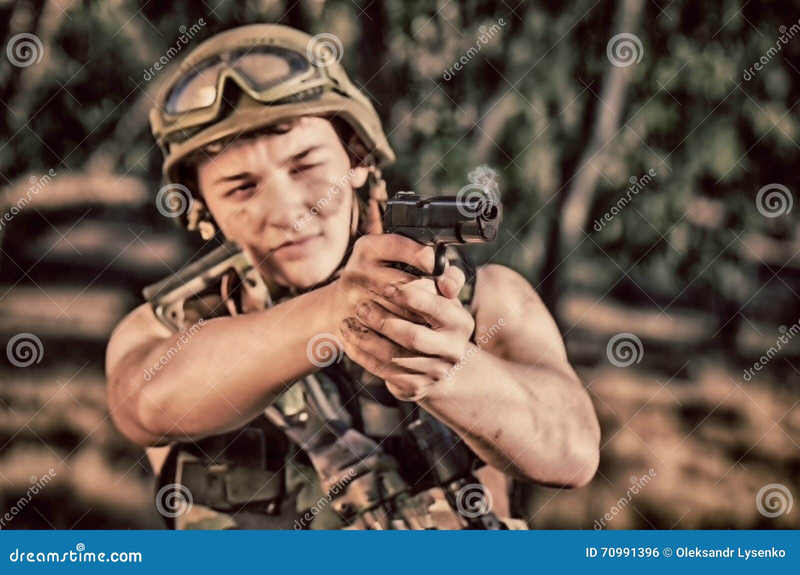 Soldier with weapon stock photo. Image of commando, military - 70991396