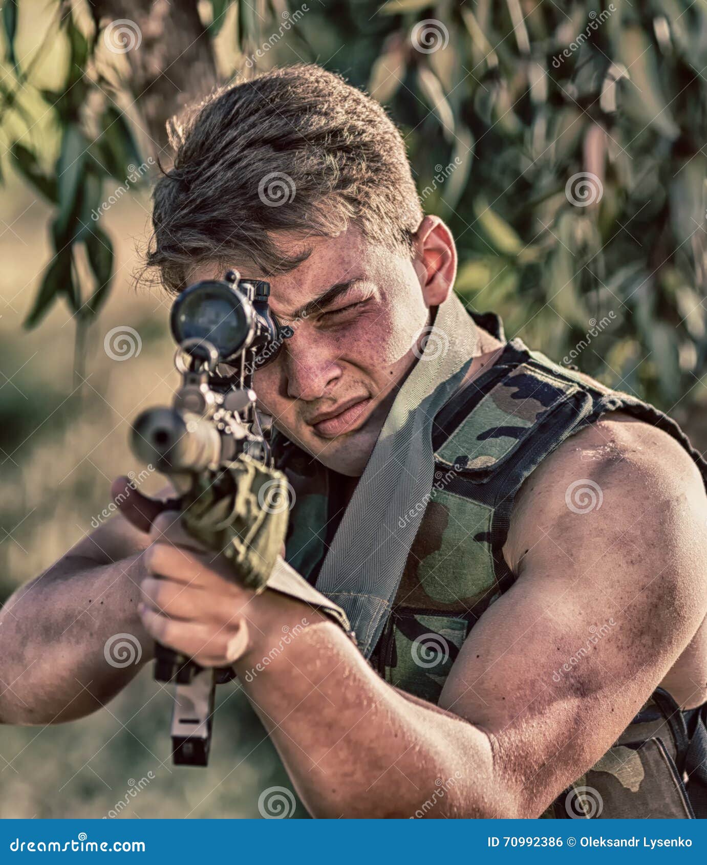 Soldier with weapon stock photo. Image of assault, armed - 70992386