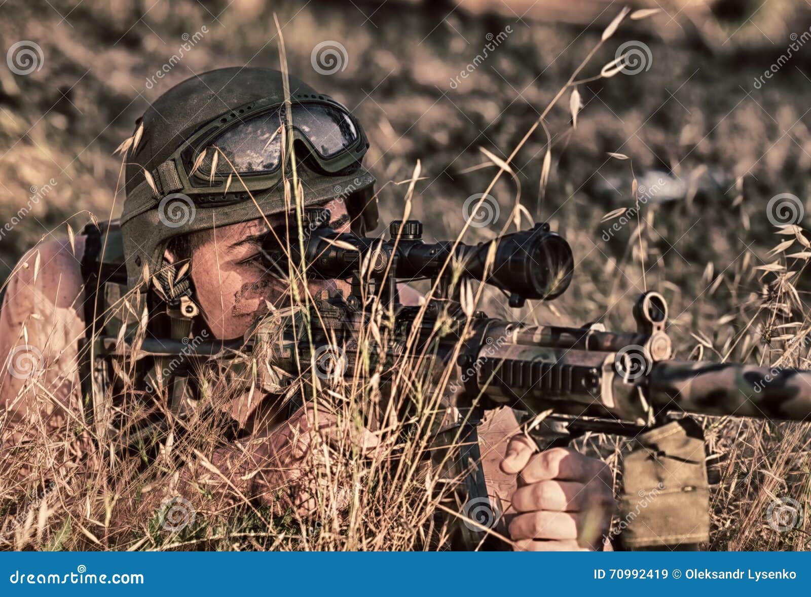 Soldier with weapon stock image. Image of special, ammunition - 70992419