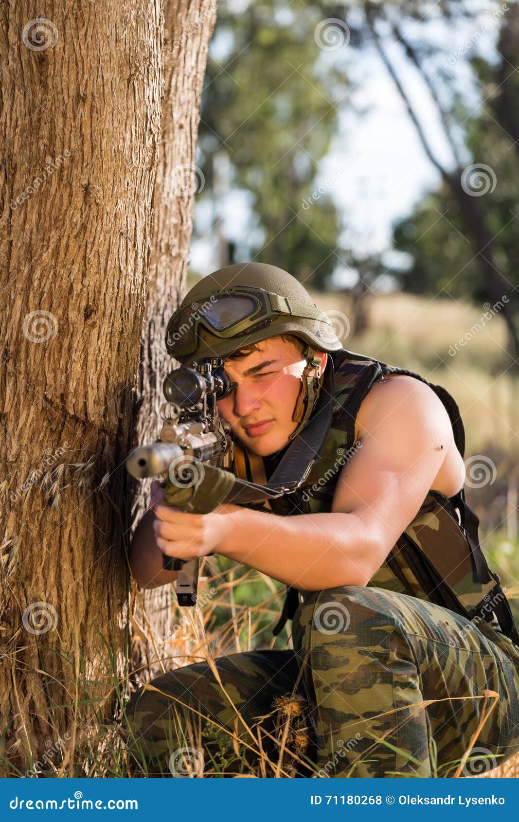 Soldier with weapon stock photo. Image of armor, rifle - 71180268