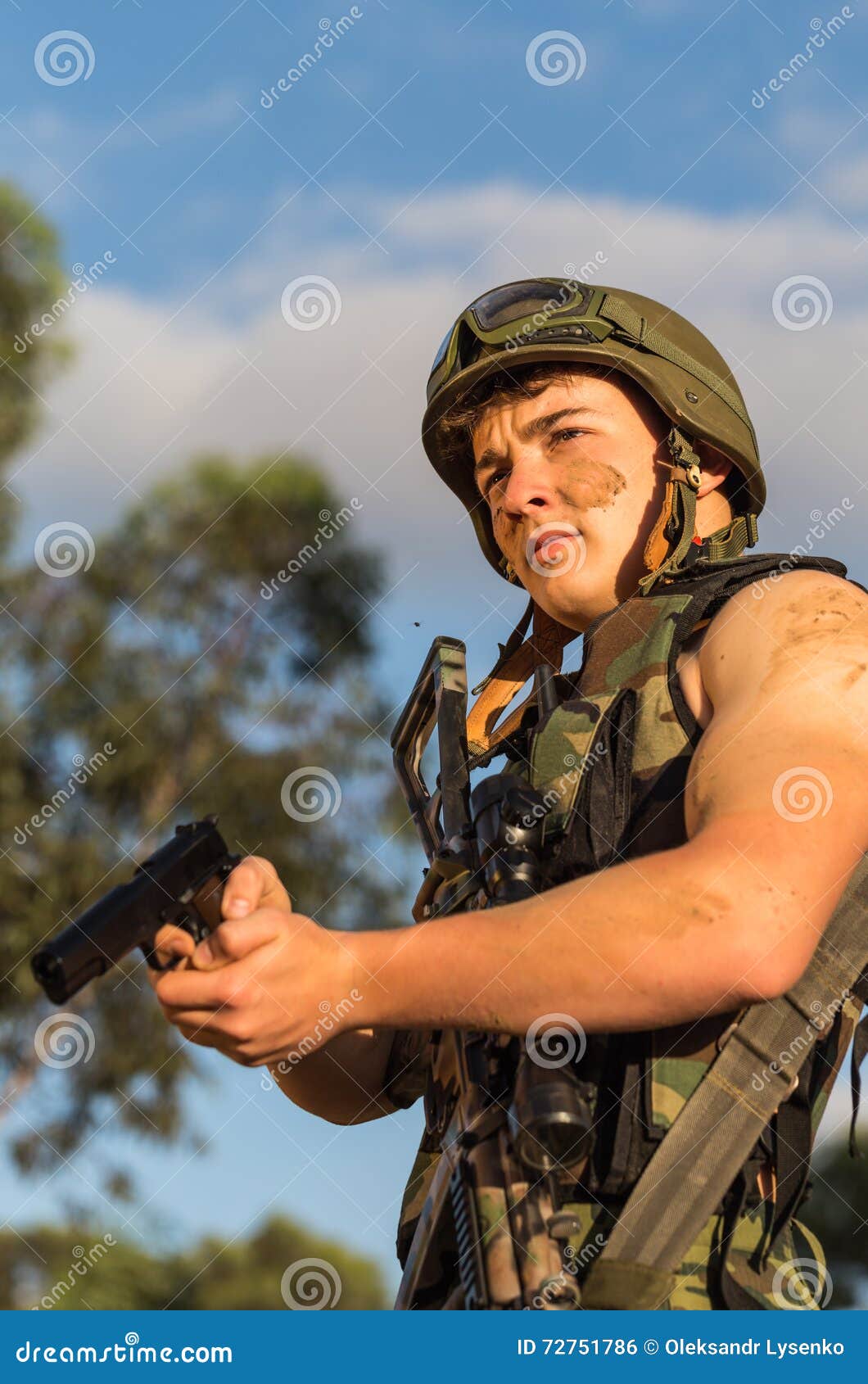 Soldier with weapon stock photo. Image of patrol, conflict - 72751786