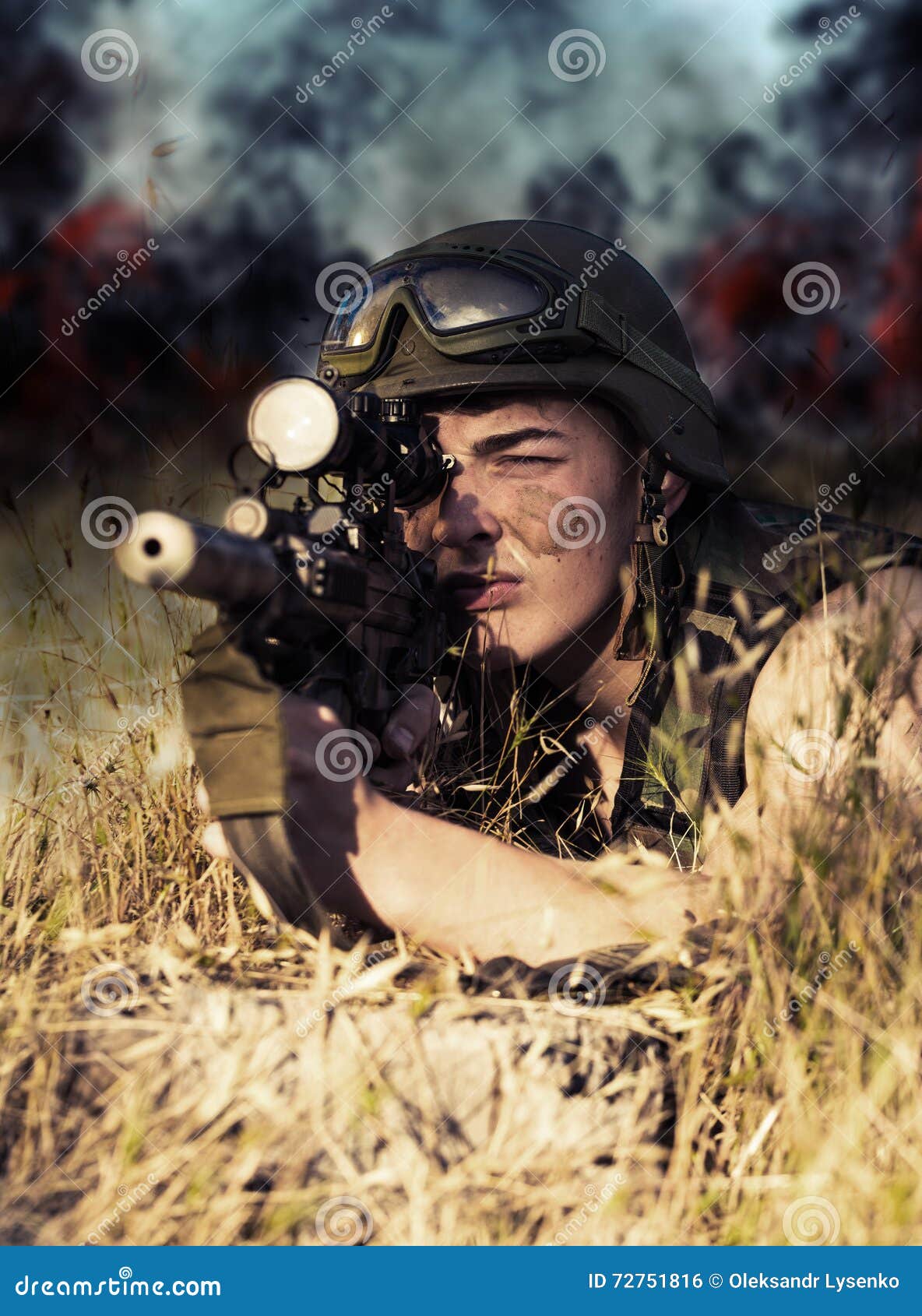 Soldier with weapon stock photo. Image of modern, battle - 72751816