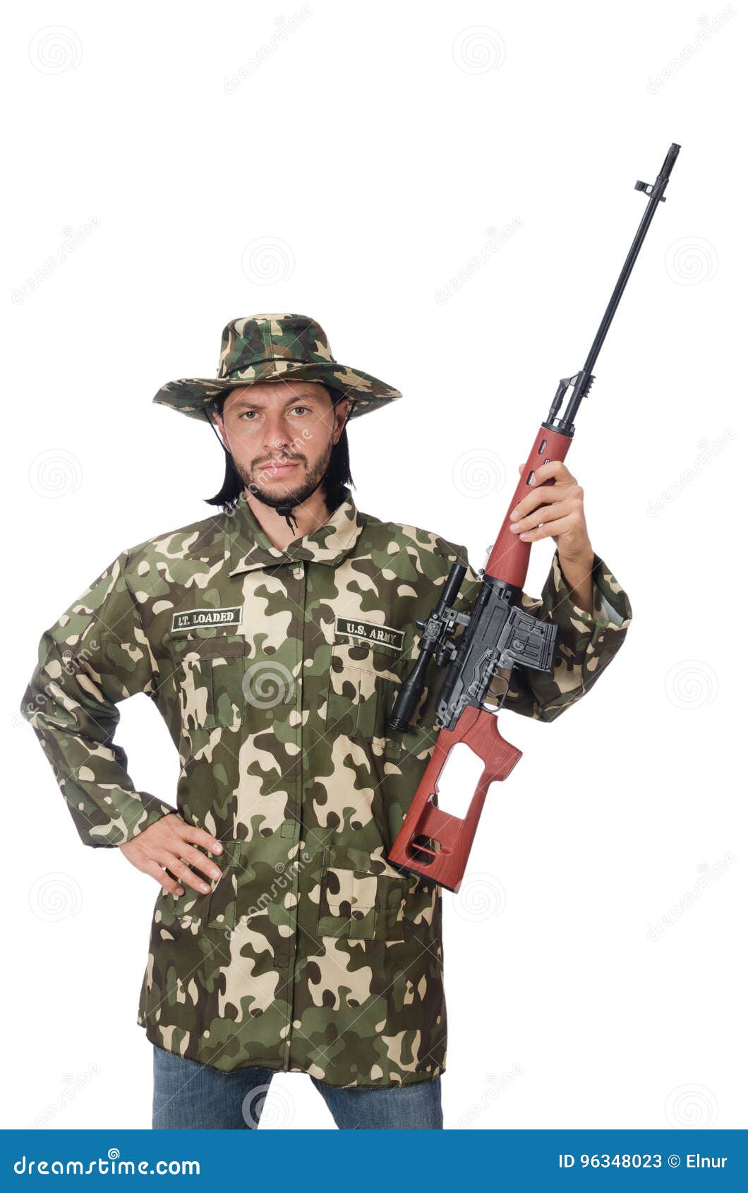 The Soldier with Weapons Isolated on White Stock Image - Image of ...