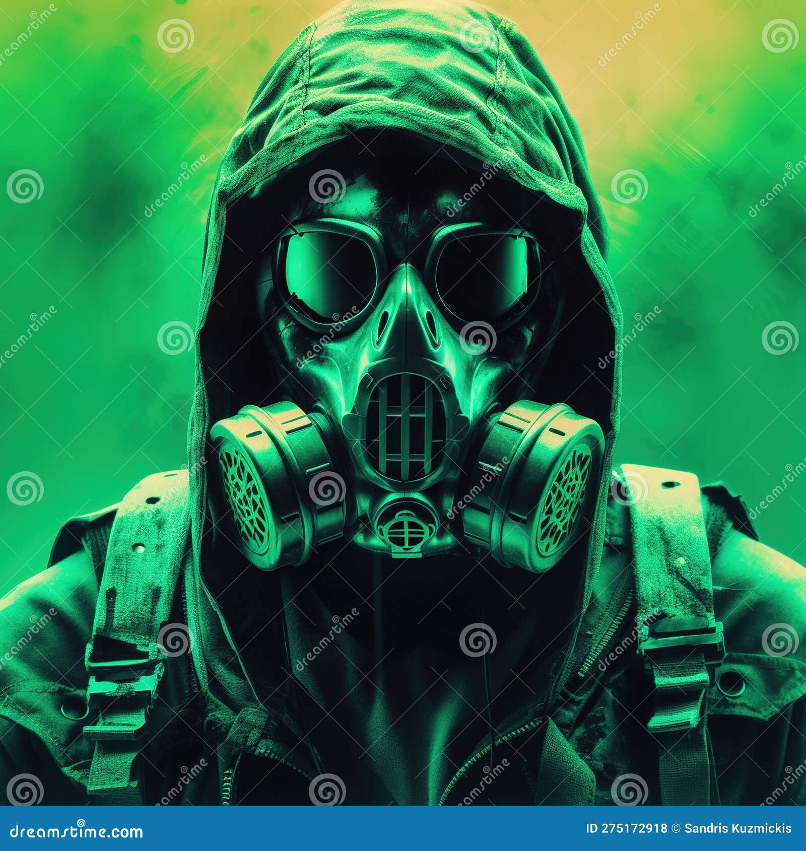 Soldier Wearing a Gas Mask. Generative AI Stock Illustration ...