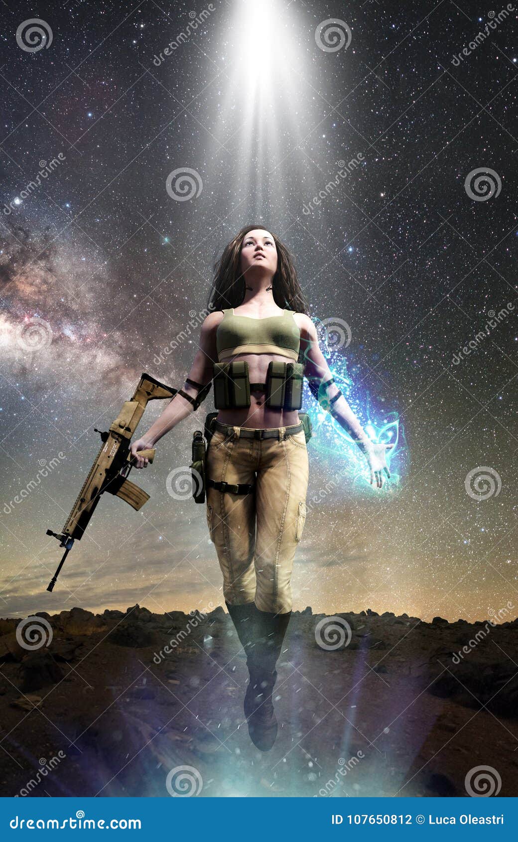 Soldier Woman with Paranormal Magic Powers Stock Illustration ...