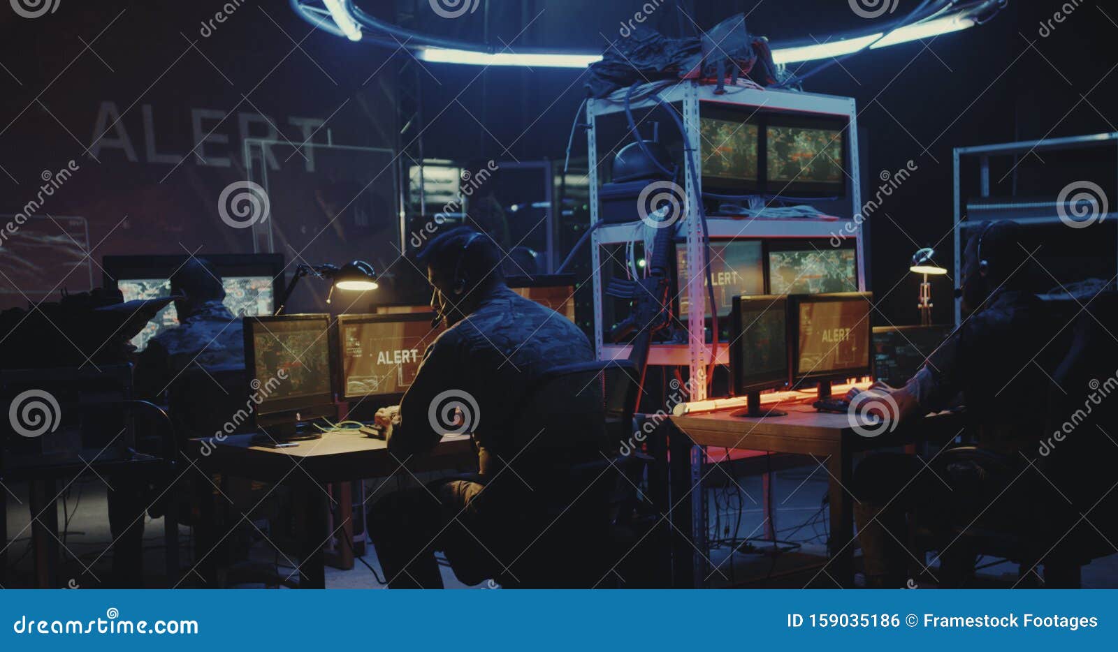 Soldier Working on a Computer Stock Photo - Image of skill, headphones ...