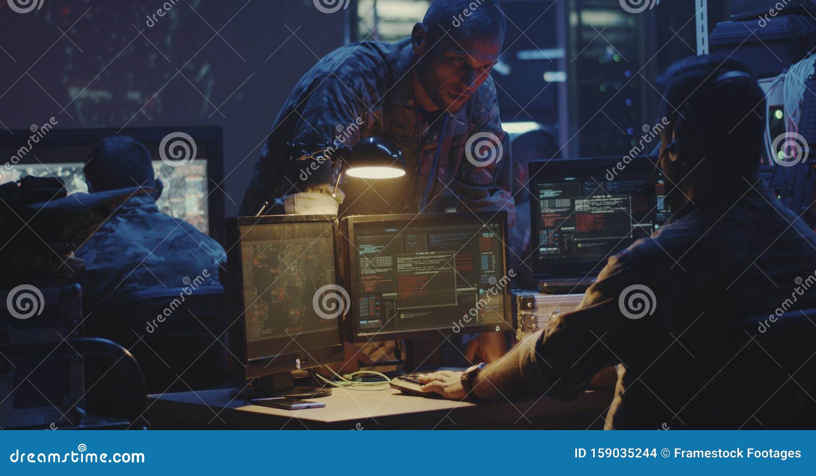 Soldier Working on a Computer Stock Photo - Image of expert, teamwork ...
