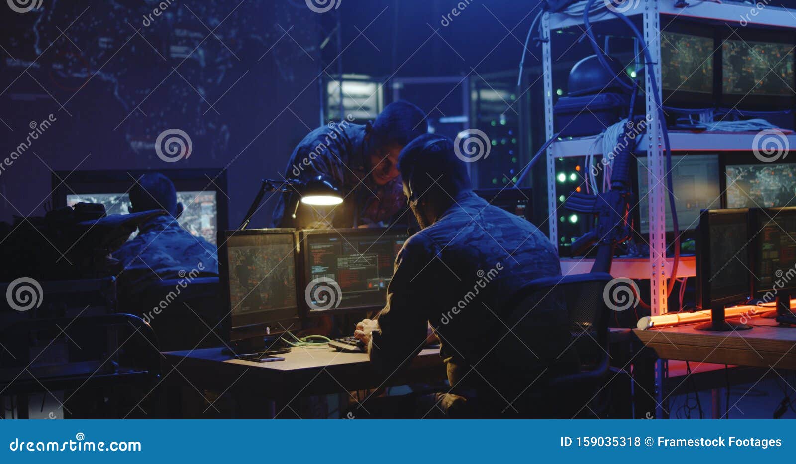 Soldier Working on a Computer Stock Photo - Image of male, military ...