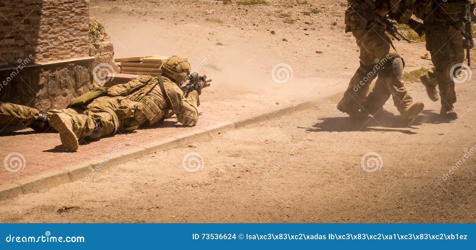 Soldiers in Action in Conflict Zone III Stock Photo - Image of injuried ...