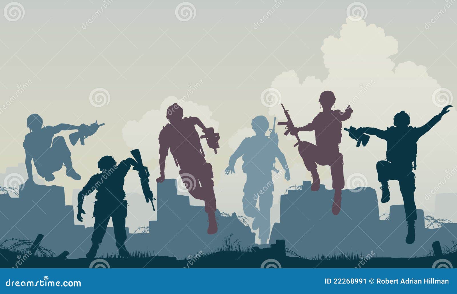 Soldiers advance stock vector. Illustration of offensive - 22268991