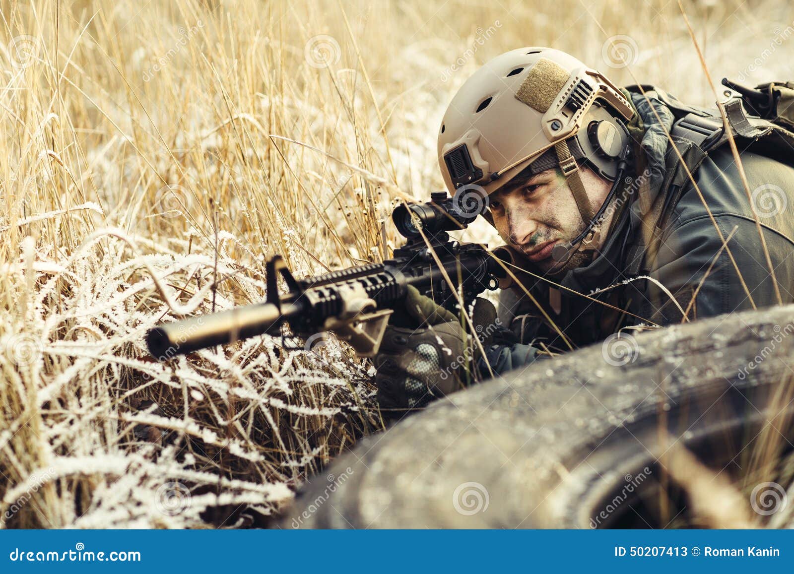 Soldiers in an Ambush Aiming at the Enemy Stock Image - Image of action ...