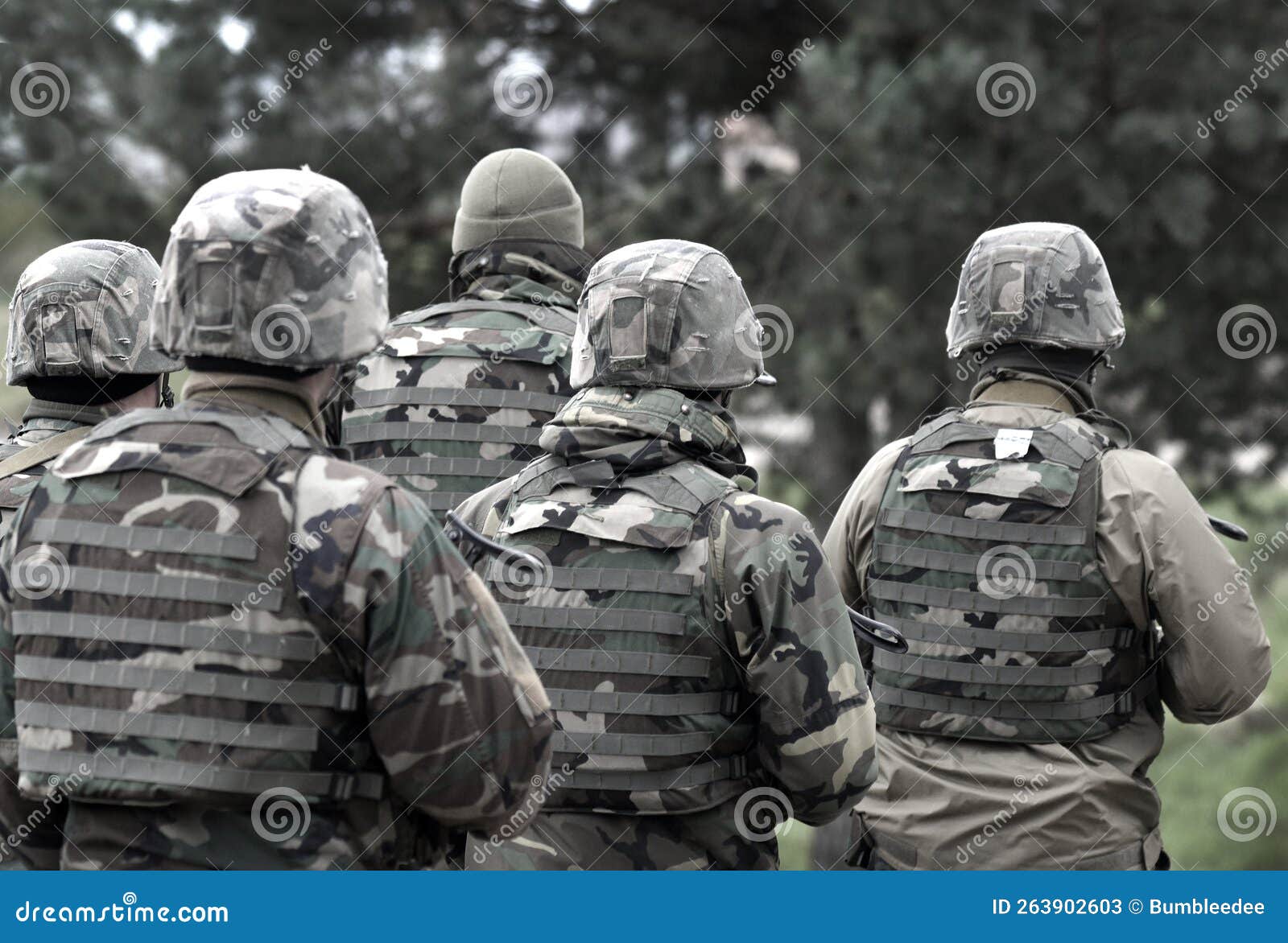 Soldiers with Assault Rifles from the Back Stock Image - Image of peace ...