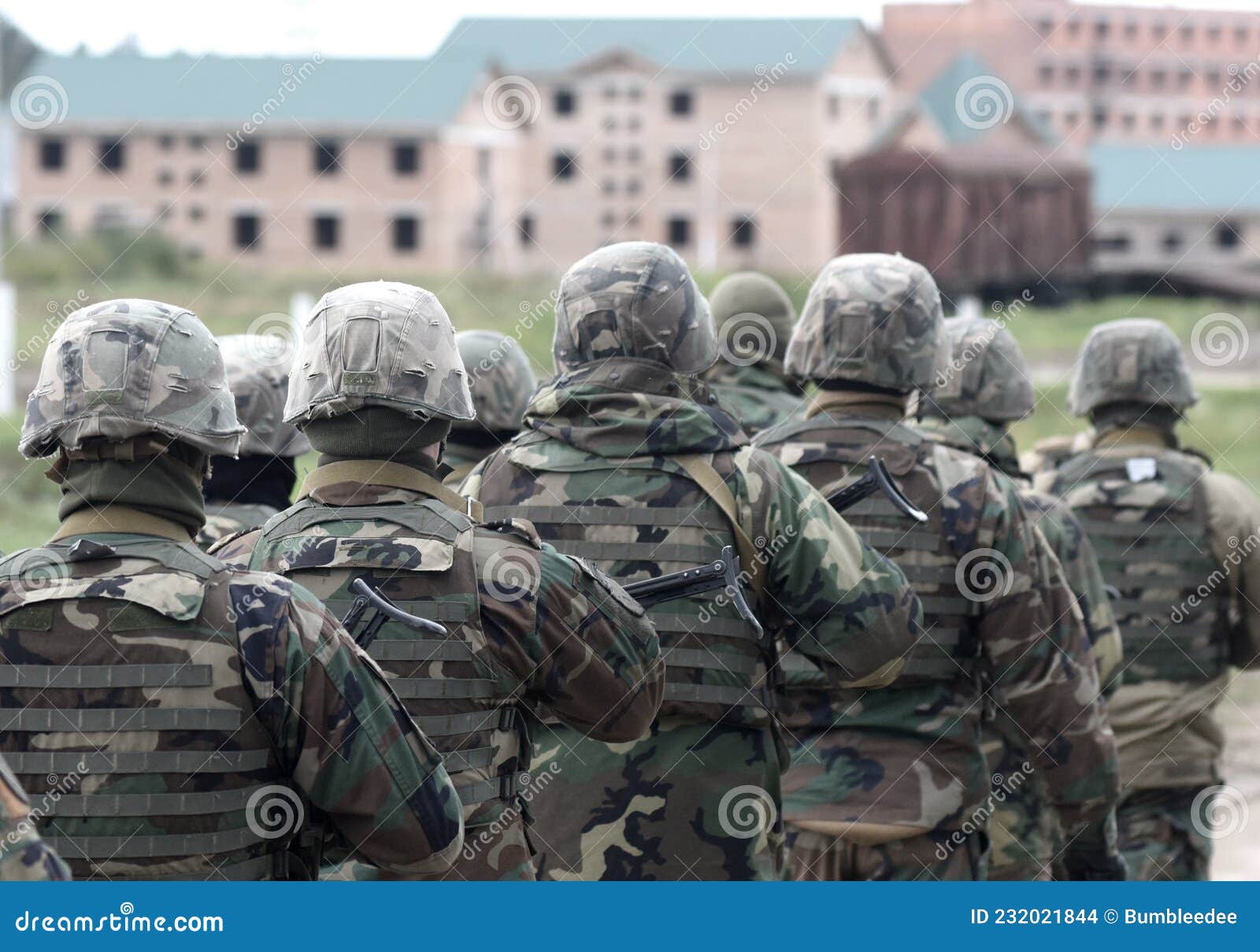 Soldiers with Assault Rifles from the Back Editorial Stock Image ...