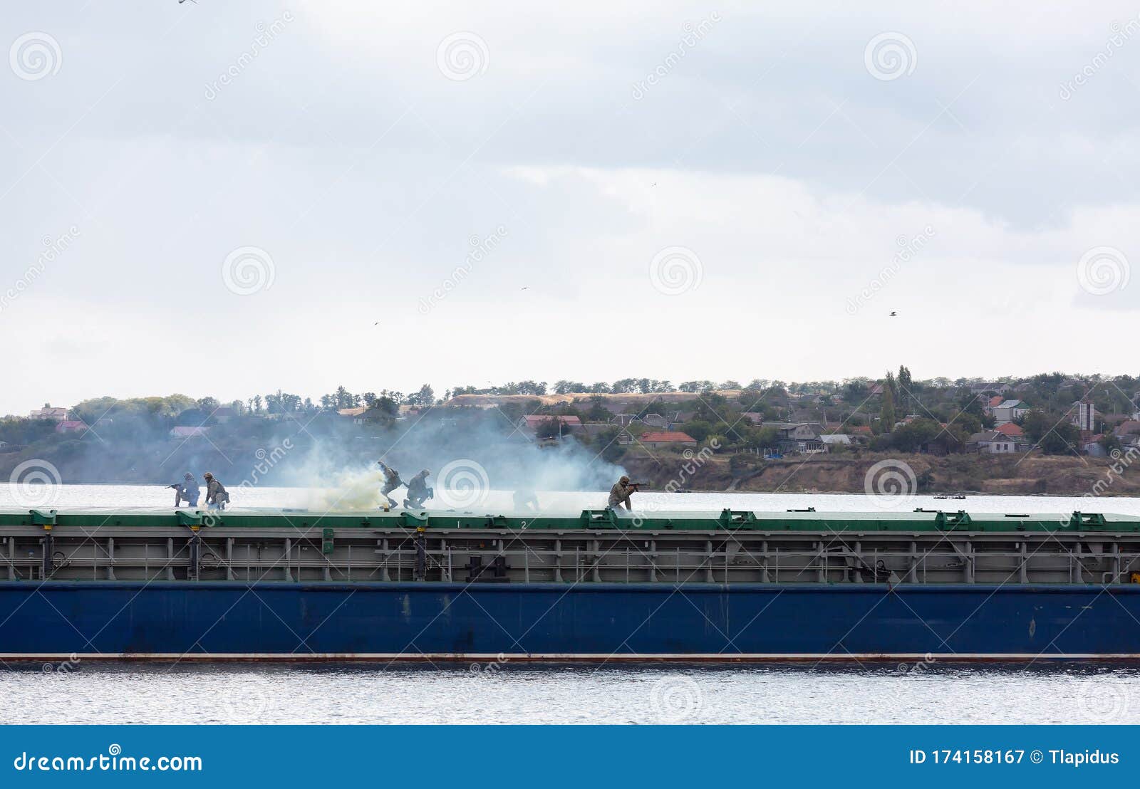 Soldiers on a Battle Mission To Capture a Barge Stock Image - Image of ...