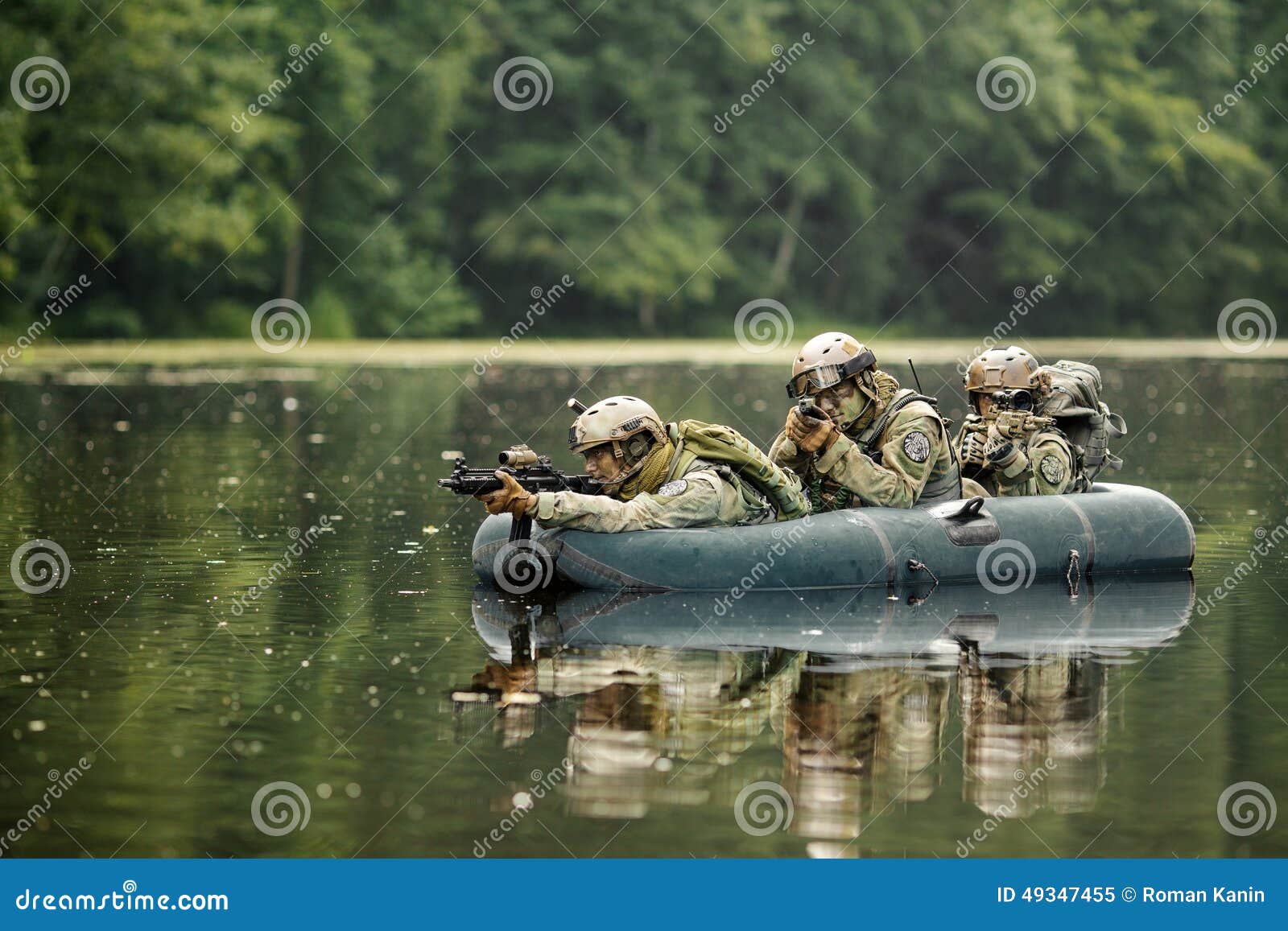 Soldiers in a Boat Sailing Ahead Stock Image - Image of looking ...