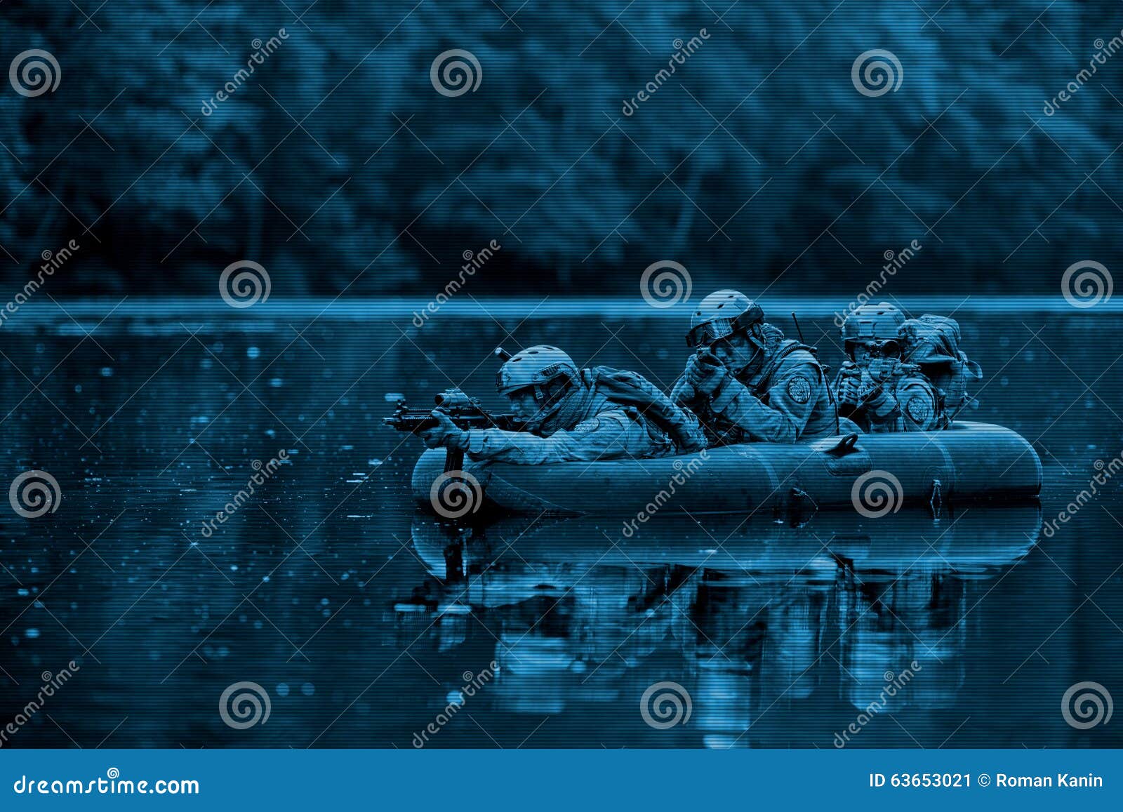 Soldiers in a Boat Sailing Ahead Stock Image - Image of airsoft ...