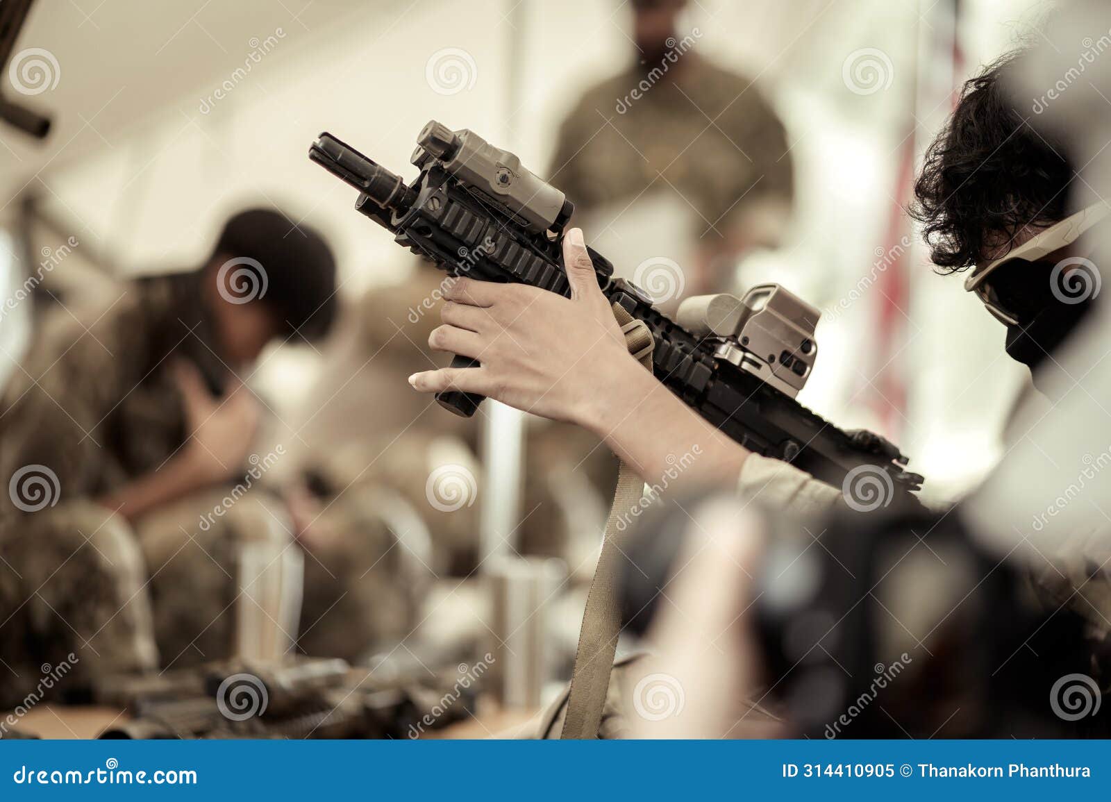 Soldiers in Camouflage Uniforms Planning on Operation in the Camp ...